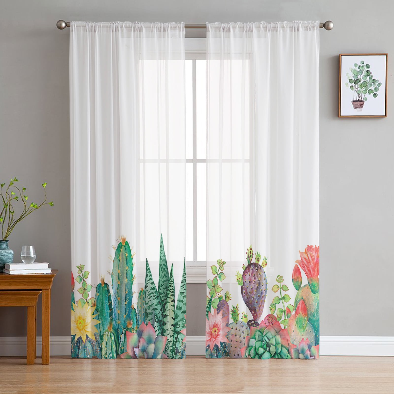 Cactus Tropical Plants Sheer Curtains for Living Room ration Window ...