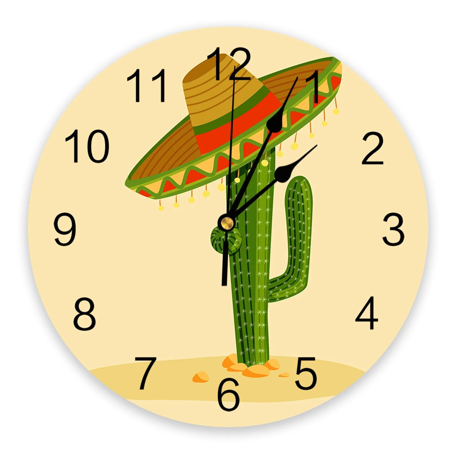 Cactus Tropical Plants Wall Clock Modern Design Living Room Decoration ...