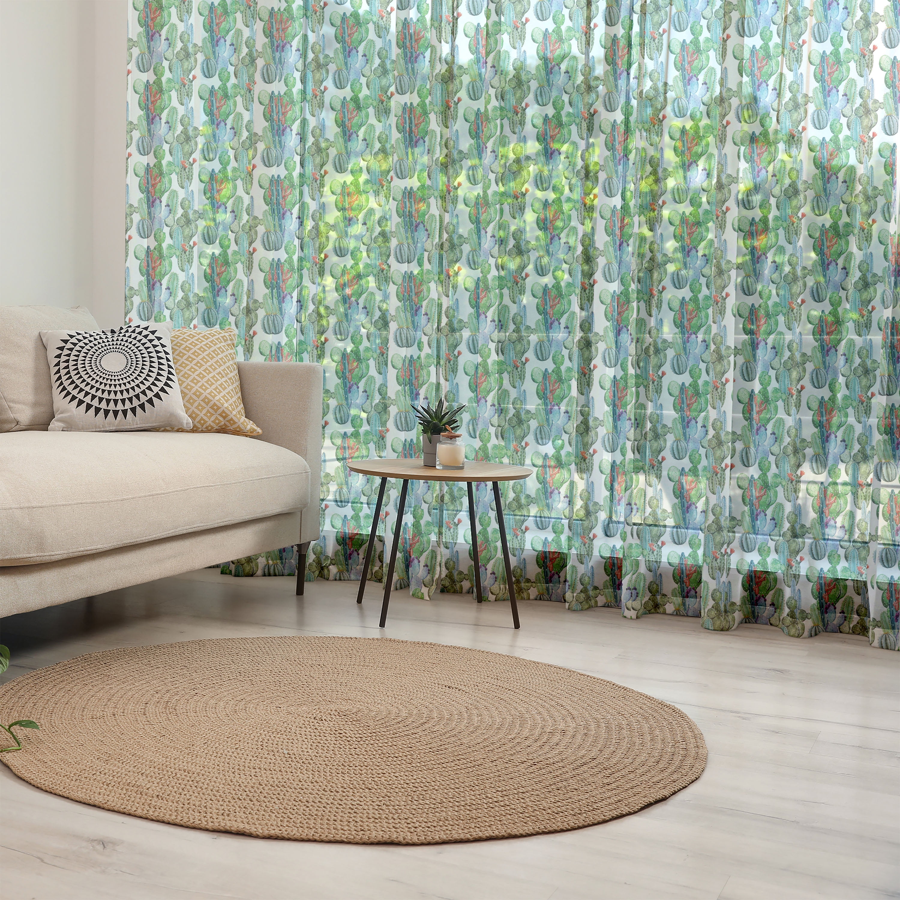 Cactus Tulle Curtains with Rod Pocket, Different Cactus Types in ...