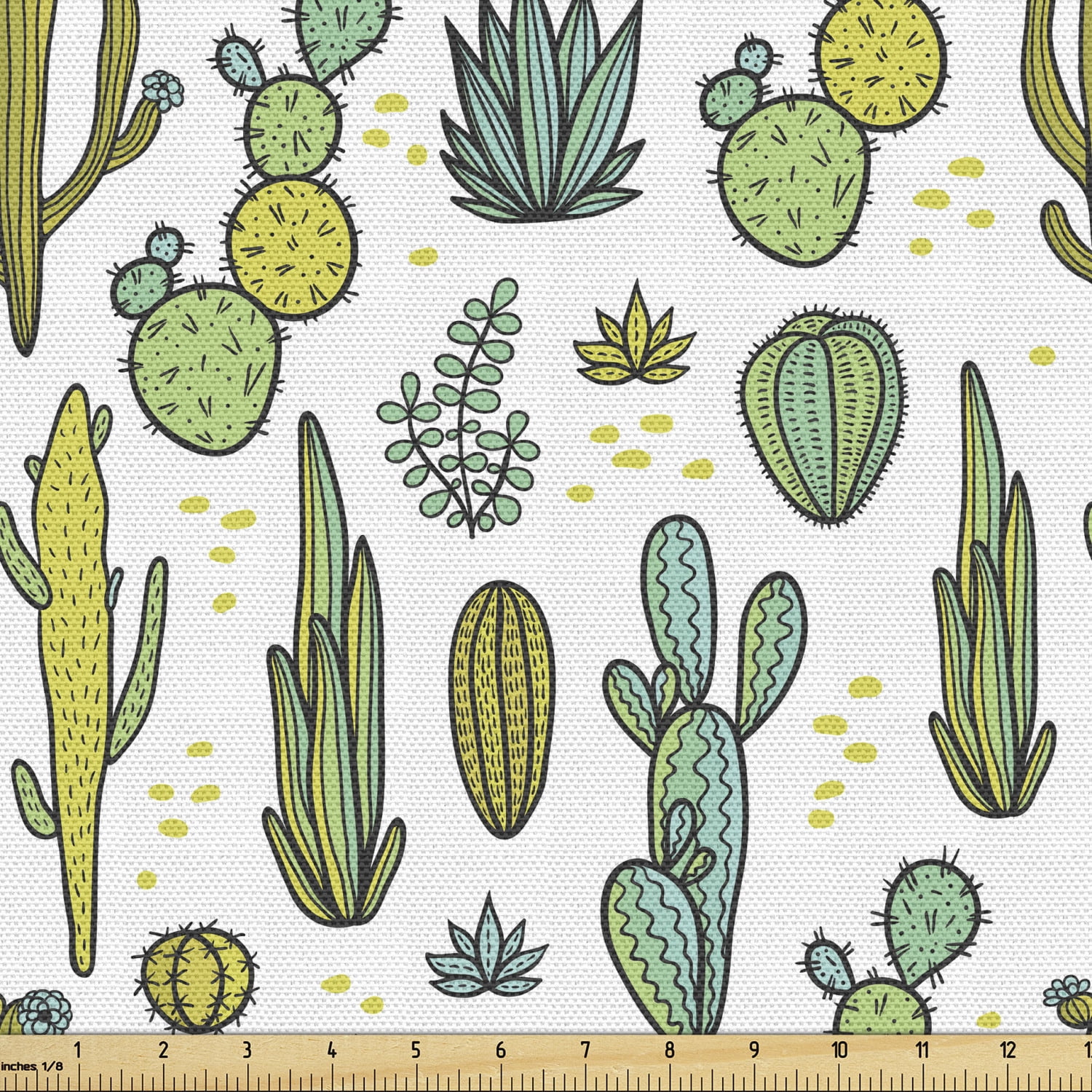 Ambesonne Cactus Fabric by the Yard Upholstery, Tropical Foliage Motif ...