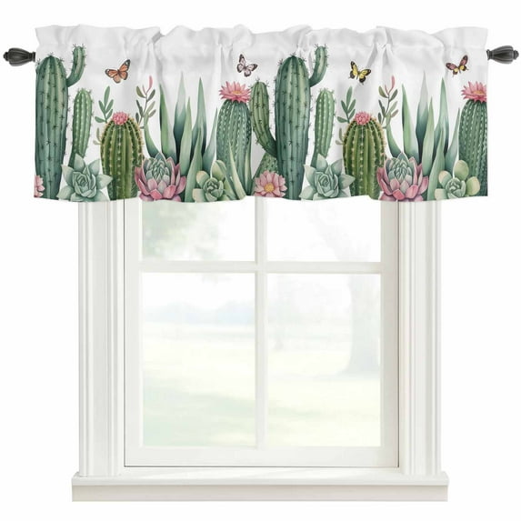 Cactus Valances for Windows Butterfly Succulents Summer Tropical Plants ...