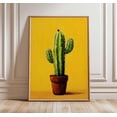 Cactus Wall Art Bold Yellow Background Desert Plant Modern Boho Decor ...