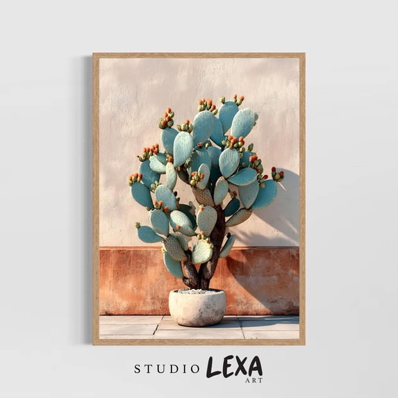 Cactus Wall Art Desert Plant Southwestern Decor Terracotta Background ...