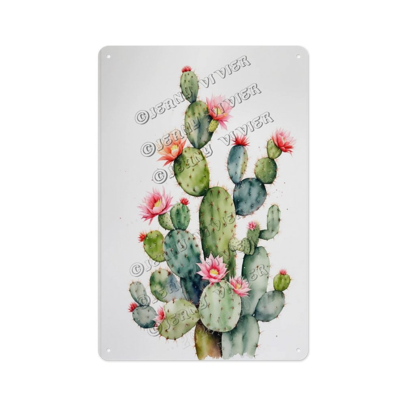 Cactus Wall Decor – Boho Cereus Succulent Tin Sign for Living Room ...