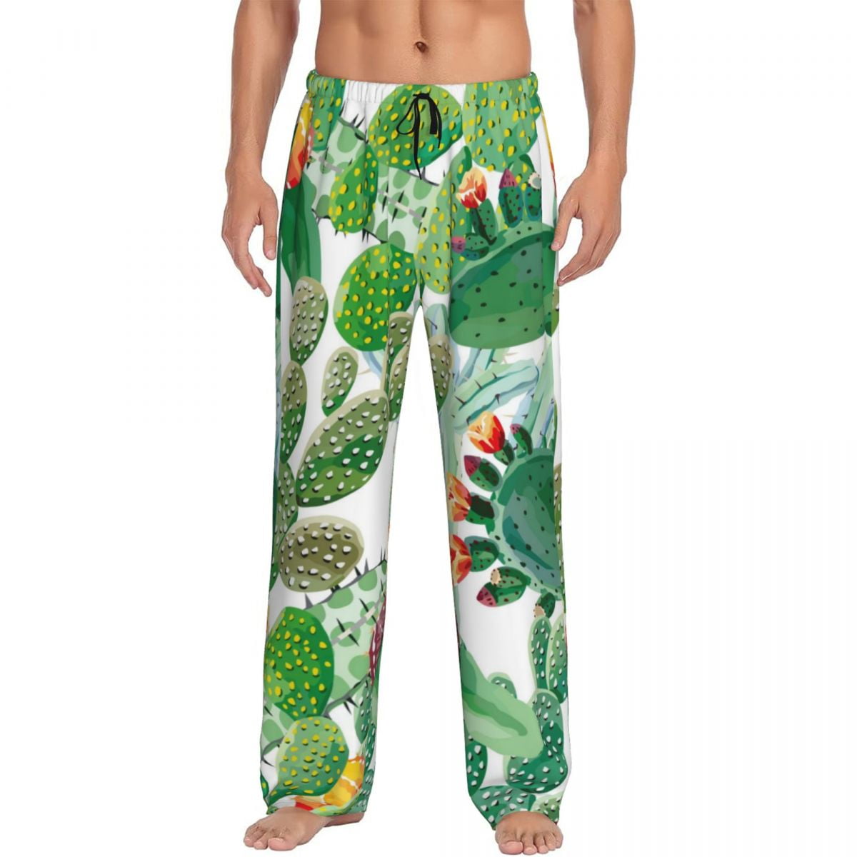 Cactus Watercolor Pajama Pants Sleepwear for Men Elastic Waistband ...