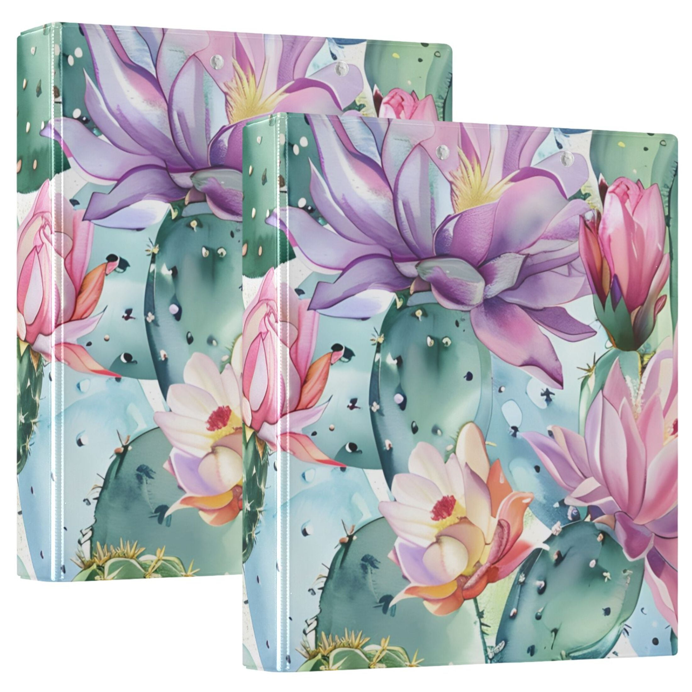 Cactus Watercolor Print File Folder 3 Ring Binders 1.5 inch Hardcover ...
