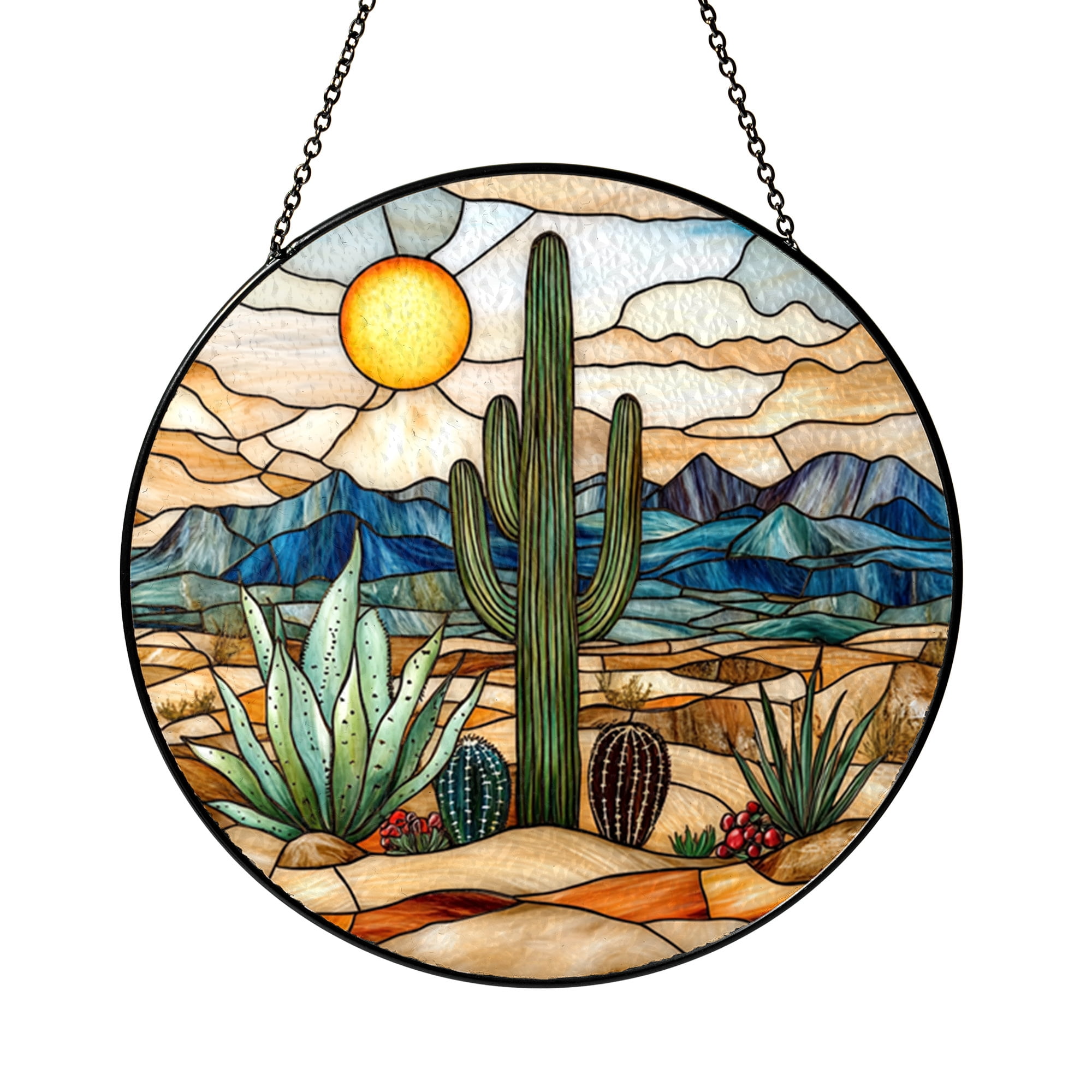 Cactus Window Suncatcher with Glass Effect, Decorative Desert Plant ...