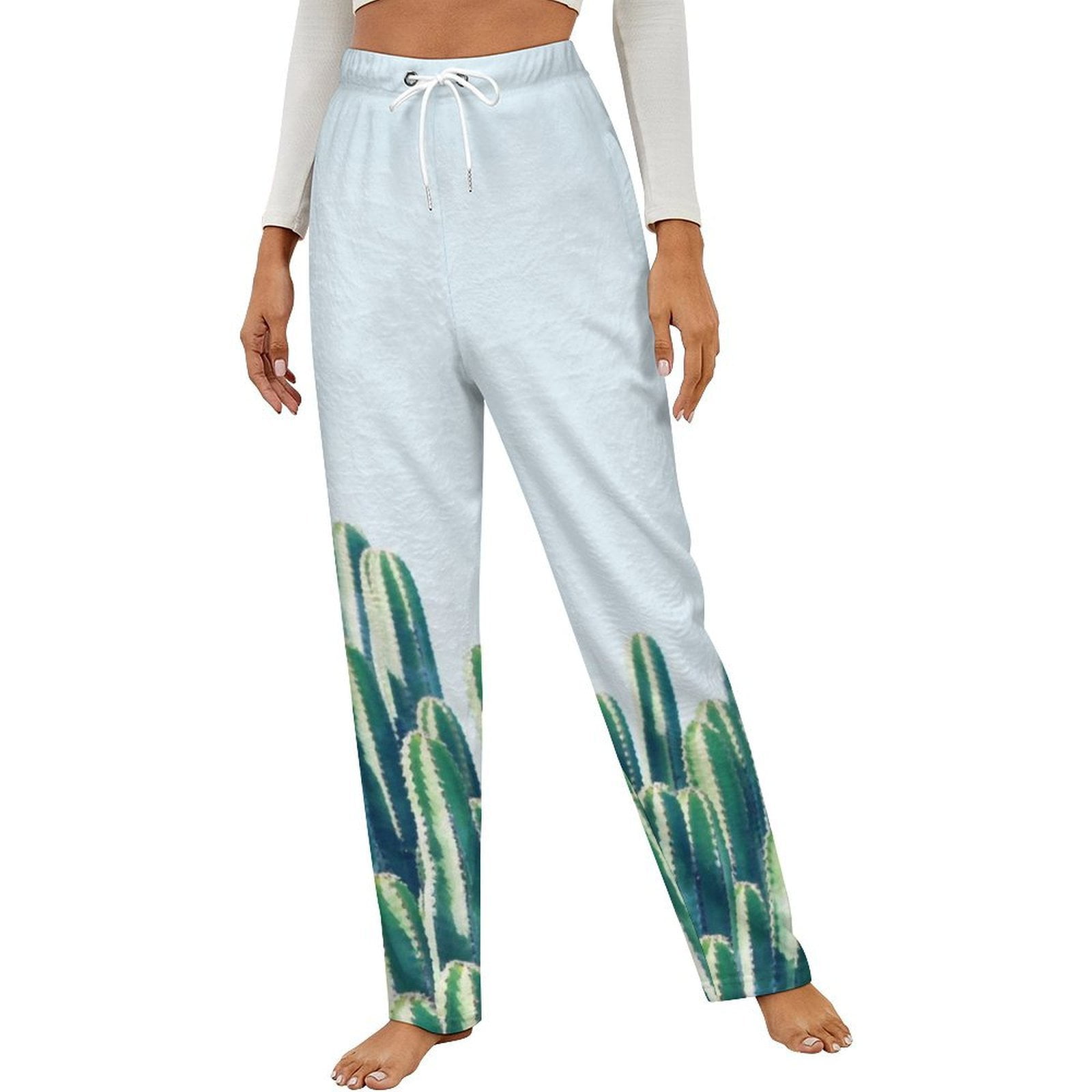Cactus Winter Female Pants Flannel High Waist Women Pants Lady Warm ...