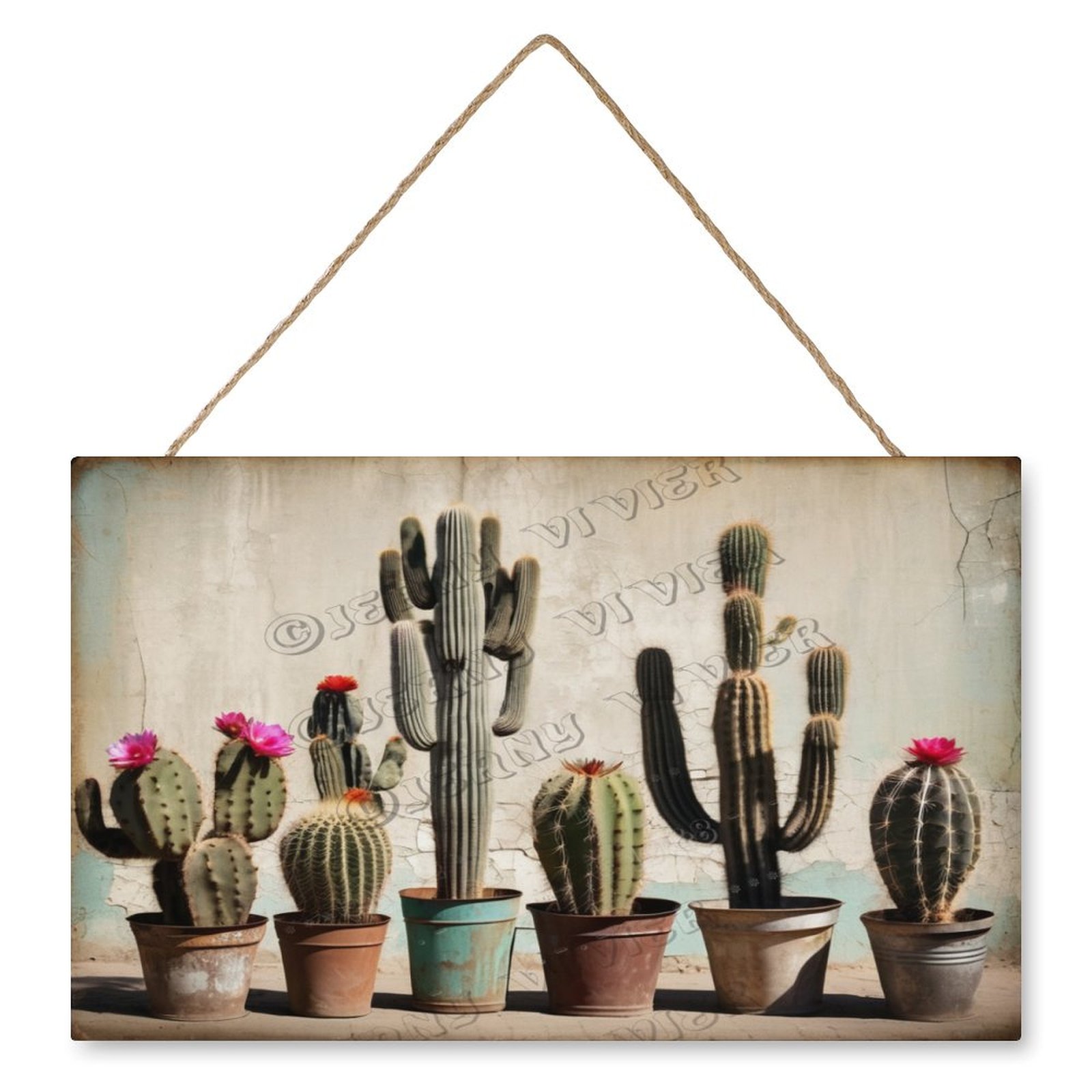 Cactus Wooden Hanging Sign Cacti Sign Cactus Gifts Farmhouse Vintage ...