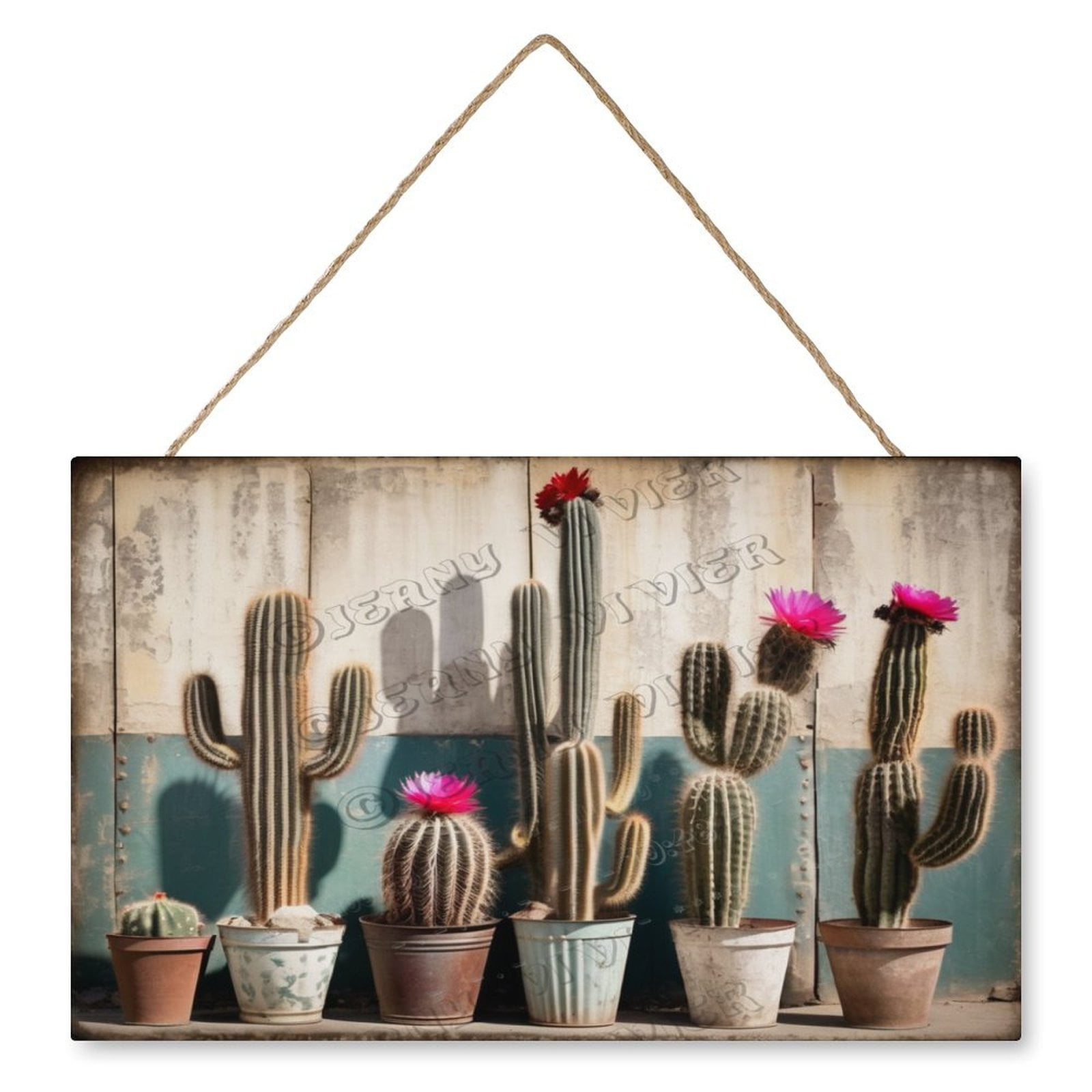 Cactus Wooden Hanging Sign Cactus Decor Southwest Cacti Decor Farmhouse ...
