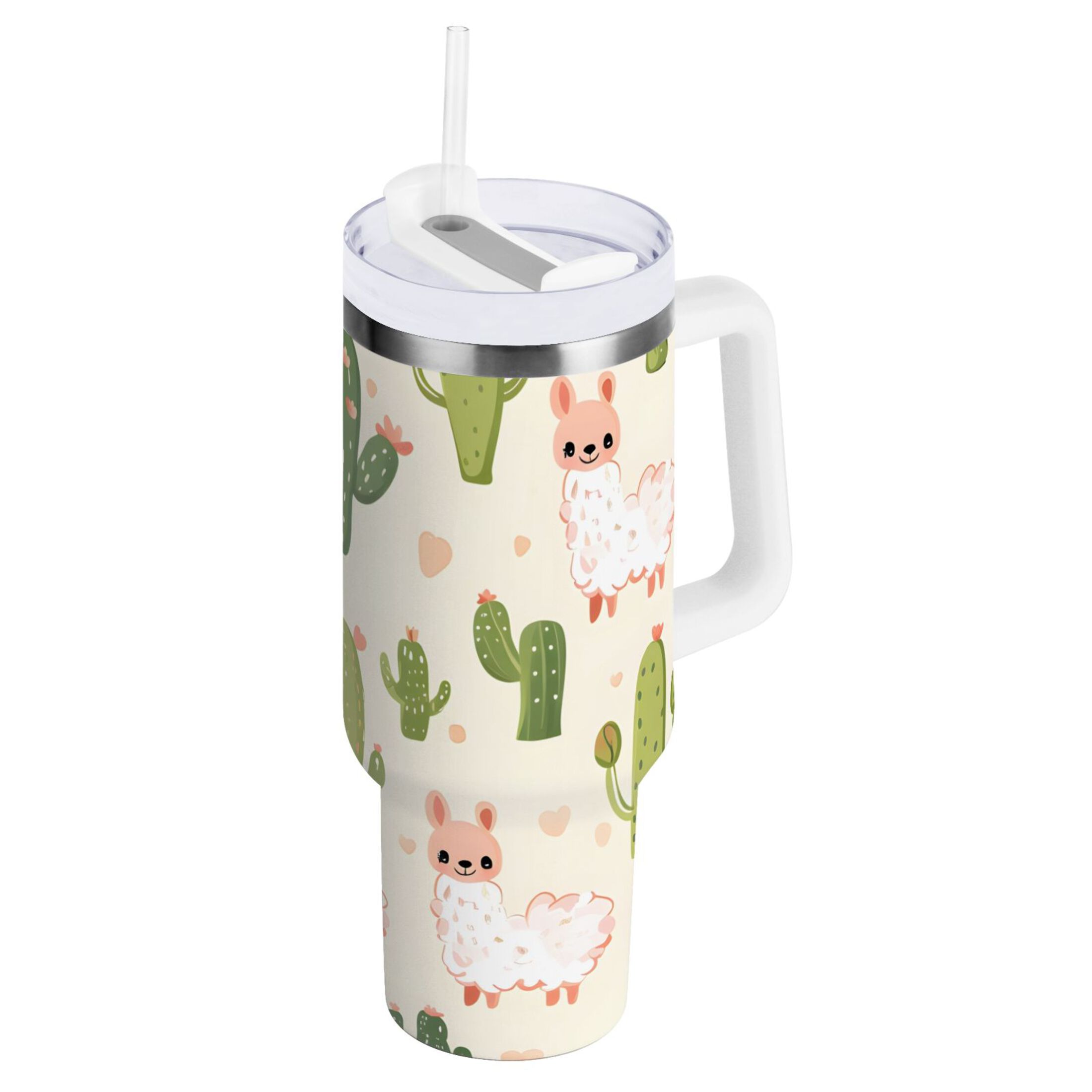 Cactus and Alpaca 40 oz Tumbler with Handle and Straw Lid Vacuum ...