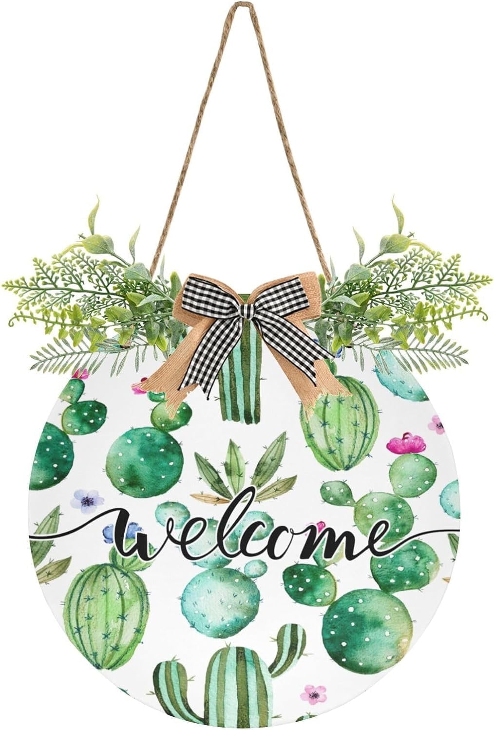 Cactus and Cactus Blossom Welcome Sign Farmhouse Front Porch Door ...
