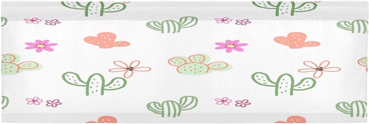Cactus and Flower Trolley Bag Curtain Drape, 54" x 18" Curtain Window ...