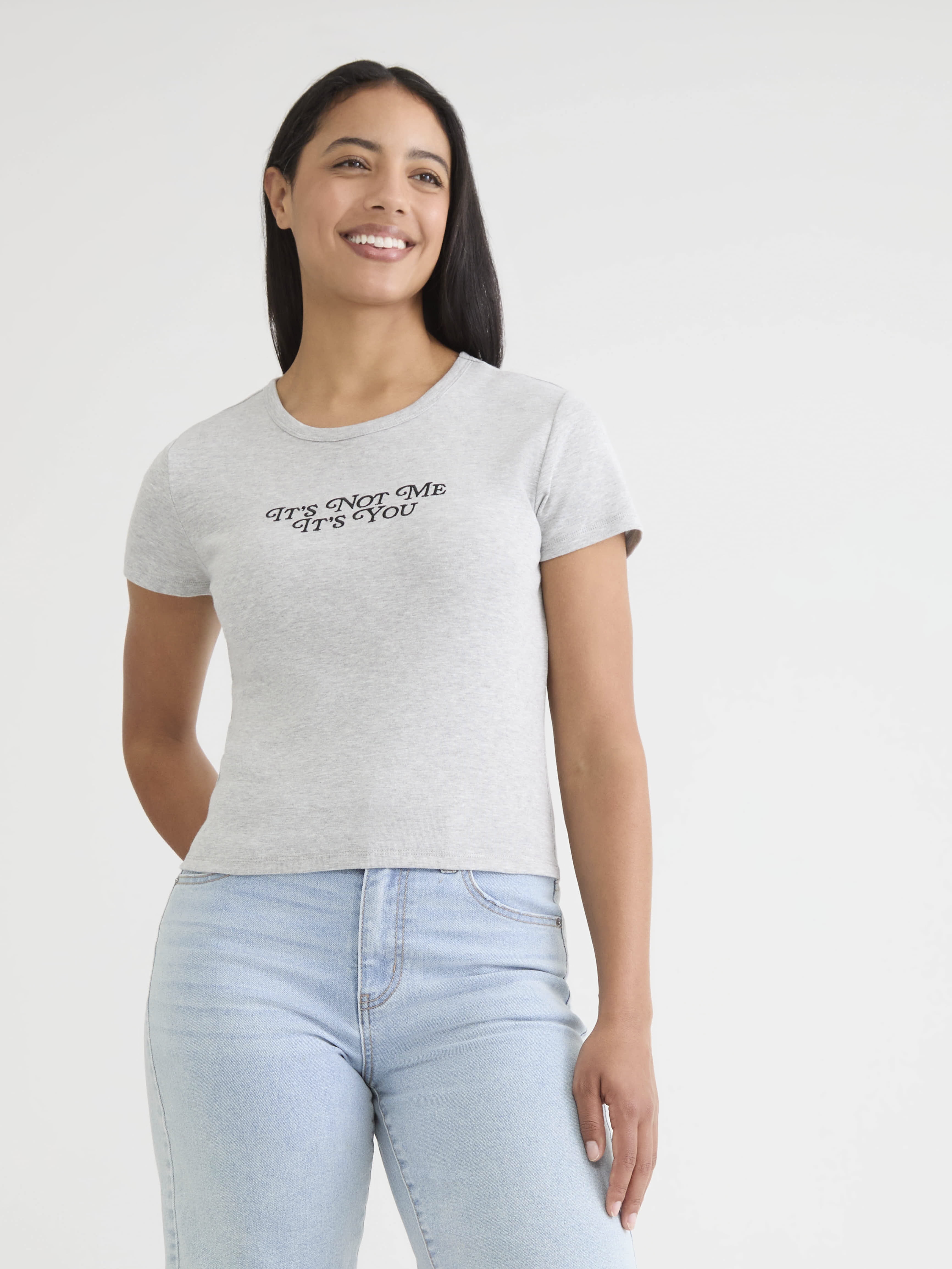 Cactus and Pearl It's Not Me It's You Embroidered Graphic Tee, Sizes ...