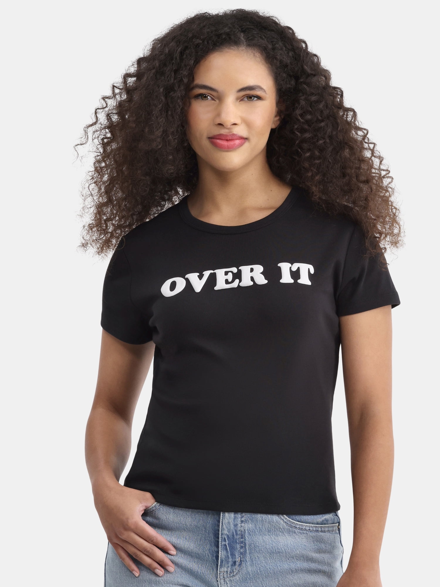 Cactus and Pearl Women’s Over It Graphic Tee with Short Sleeves, Sizes ...