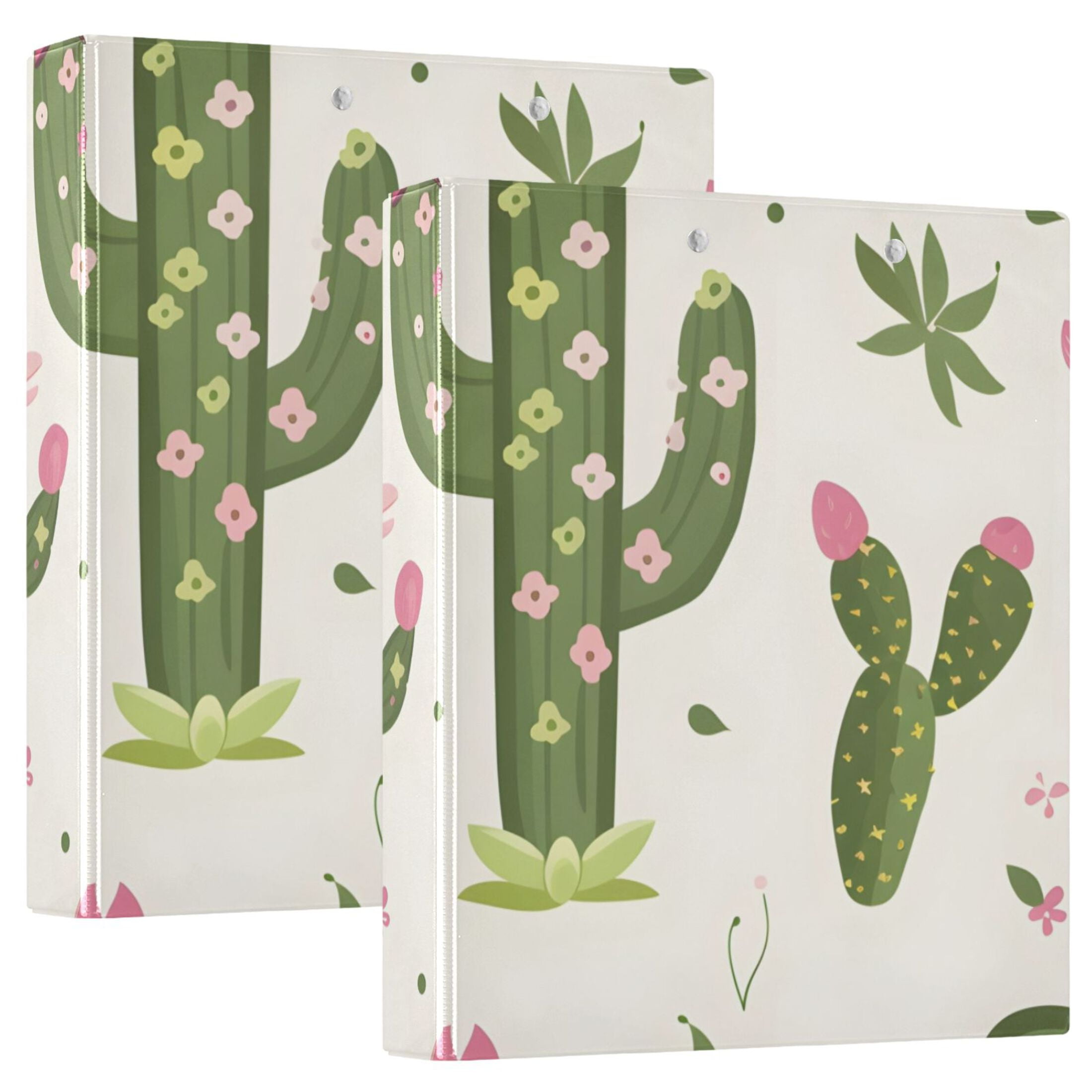 Cactus and Pink Flowers 3 Ring Binders 1.5 inch Hardcover File Folders ...