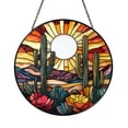 Cactus at Sunset Glass Suncatcher for Window Display, Desert Landscape ...