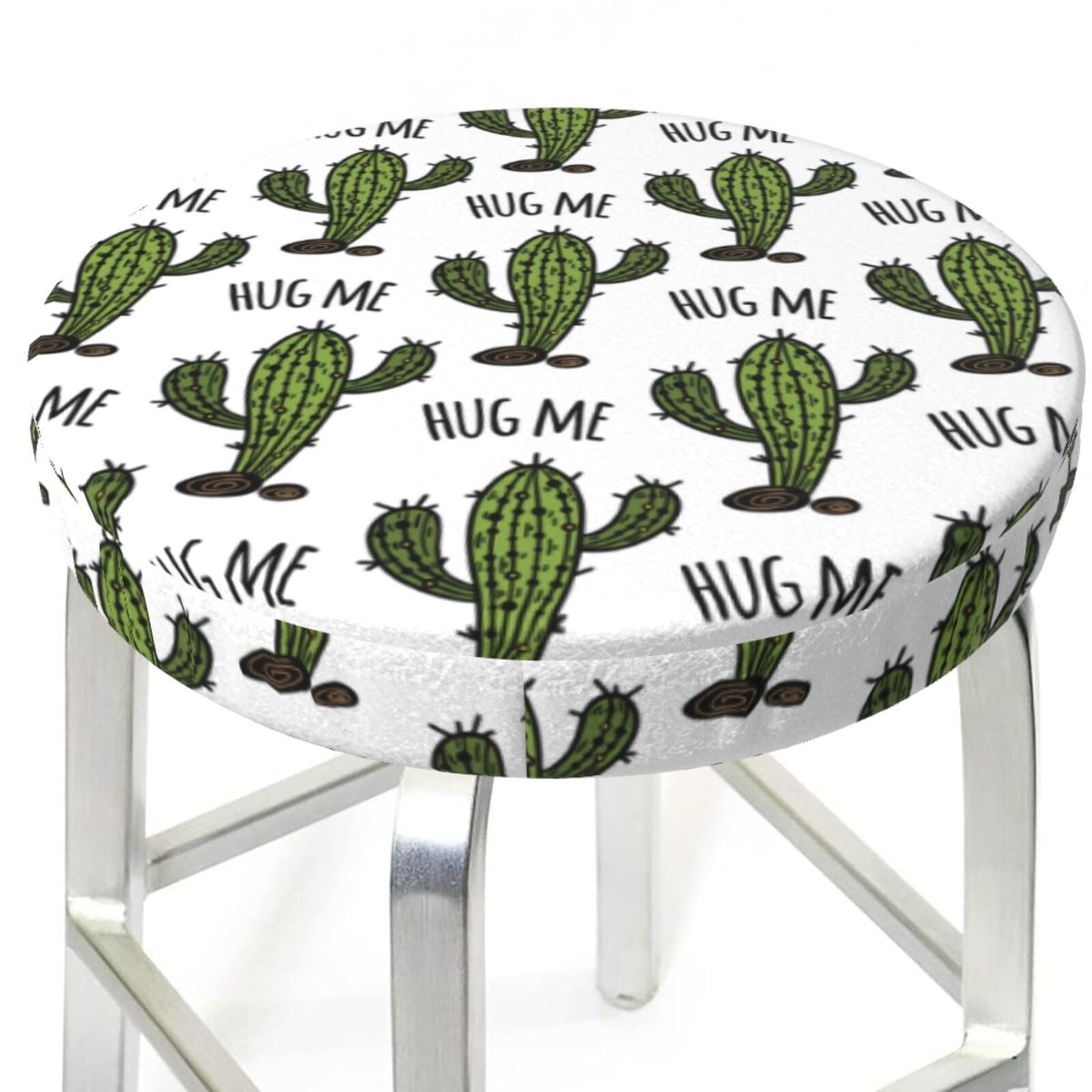 Cactus hug me Pattern Round Bar Stool Seat Covers, Elastic Round Chair ...