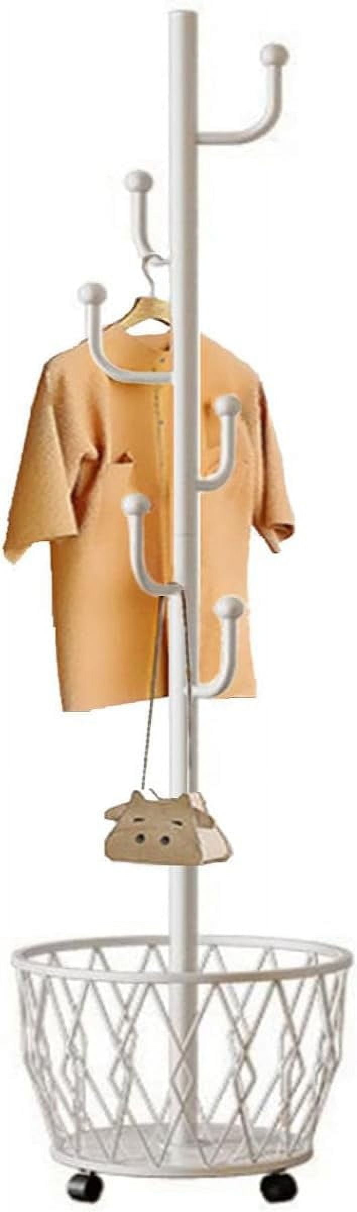 Cactus shaped Freestanding Metal Coat Rack Stand with Basket Modern ...