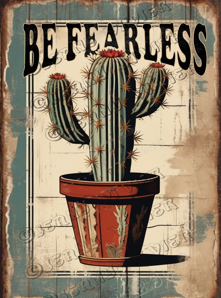 Cactus with Positive Quotes Vintage Aluminum Sign 12x8 IN Inspirational ...