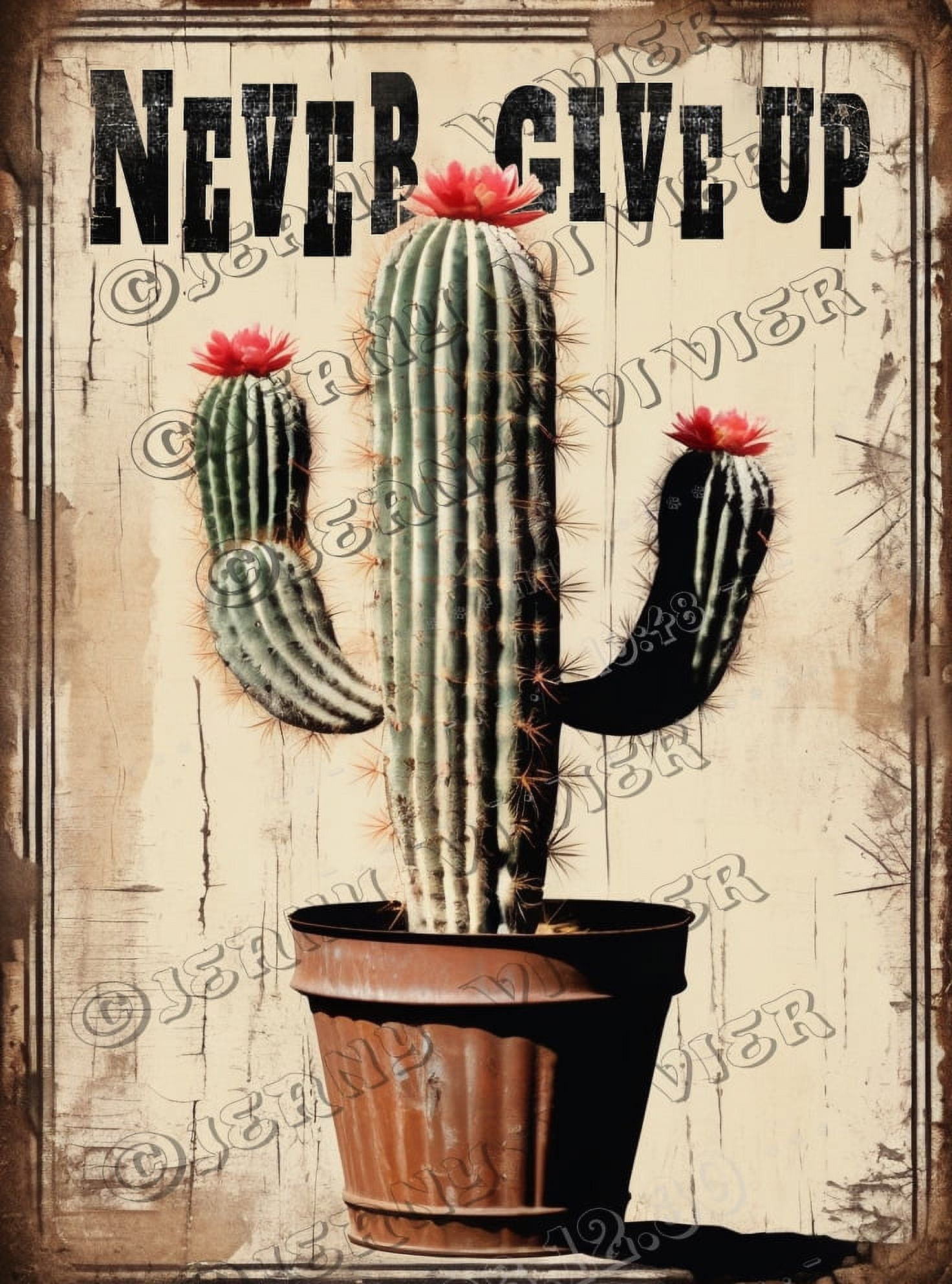Cactus with Positive Quotes Vintage Aluminum Sign 5.5x8 IN ...