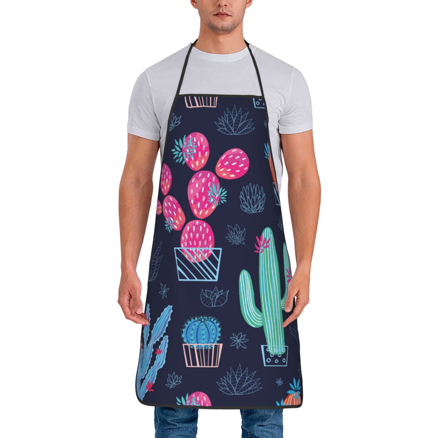 Cactuses succulents wild seamless pattern flowers colorful (2) Aprons ...