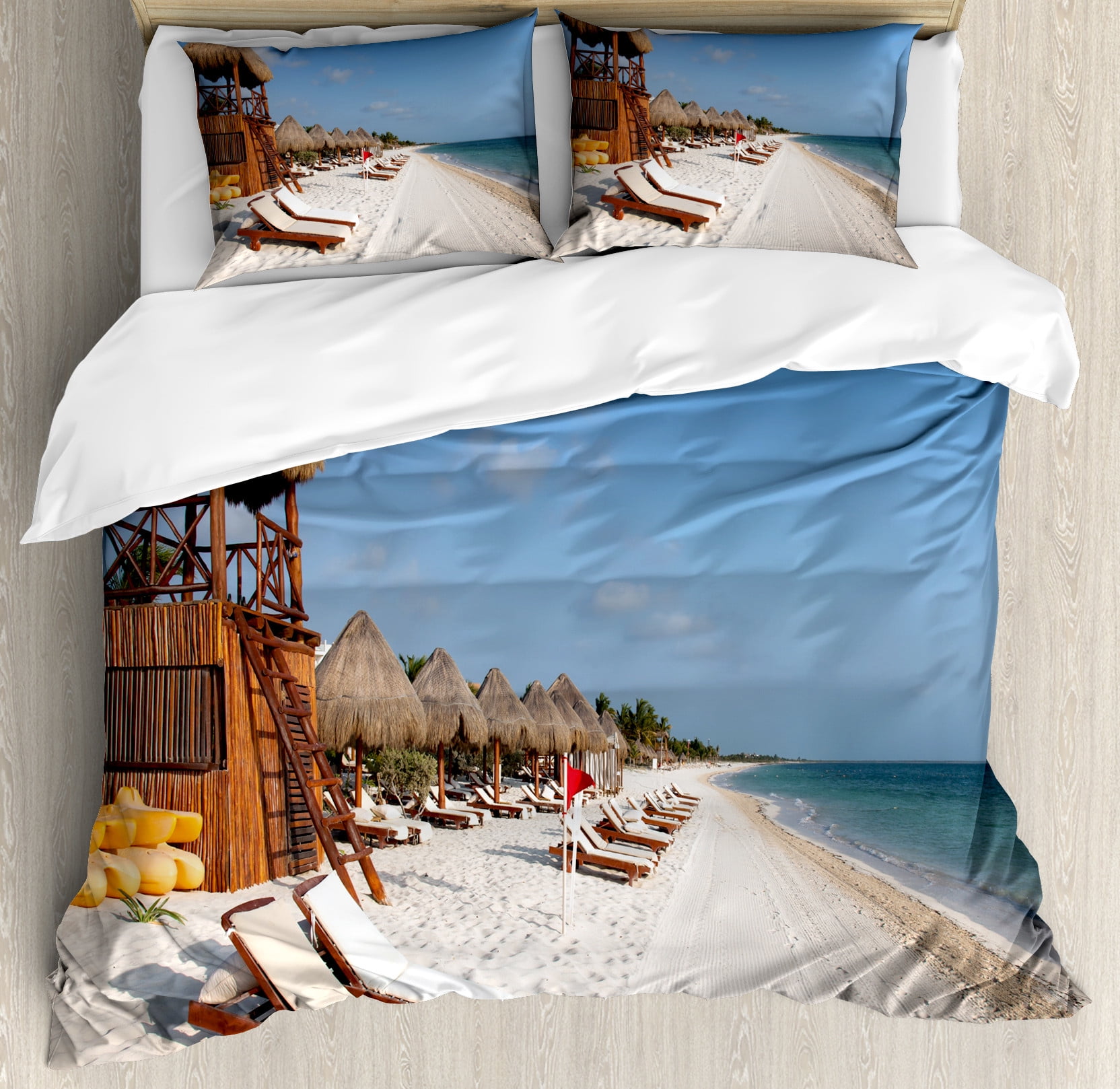 Cacun Duvet Cover Set, Real Life Photo of a Lifeguard Tower on the ...