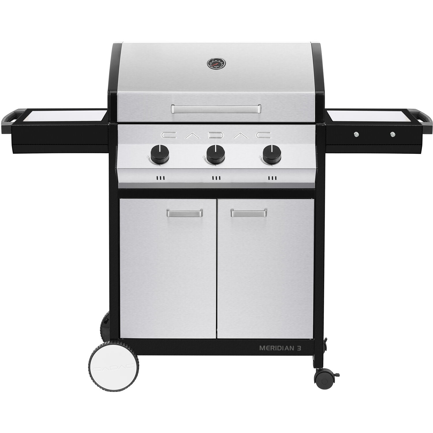 Cadac Meridian 3 Gas BBQ Grill with 3 Burners, 2-Door Cart, and Side ...