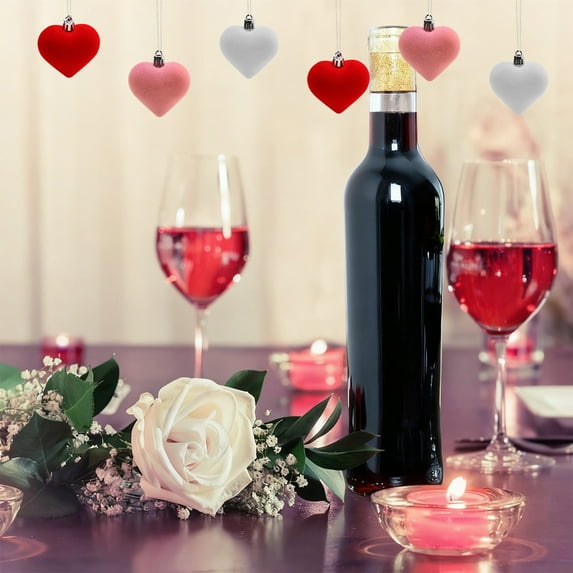 Cadancy 12 pcs valentines day decorations heart shaped flocked tree ...