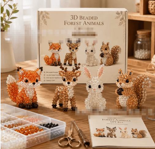 Cadancy 3D Beaded DIY Craft Kit Forest Animal Set Stress Relief ...