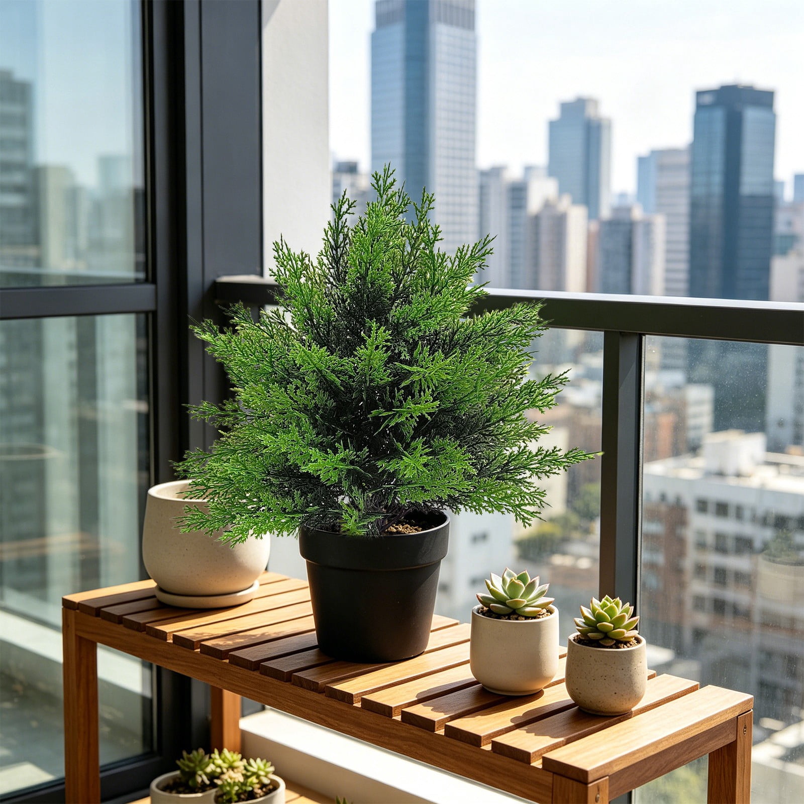 Cadancy Artificial Cypress Tree Topiary Ball with Pot Fake Potted ...