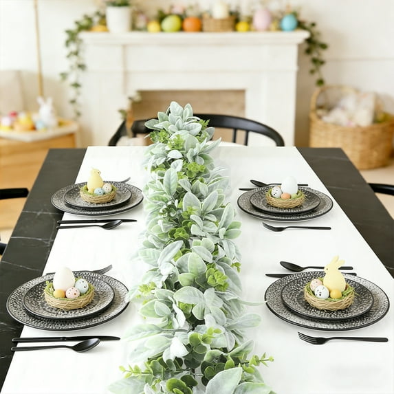 Cadancy Artificial Plantss Eucalyptus Garland Faux Bunny Ear Vines ...