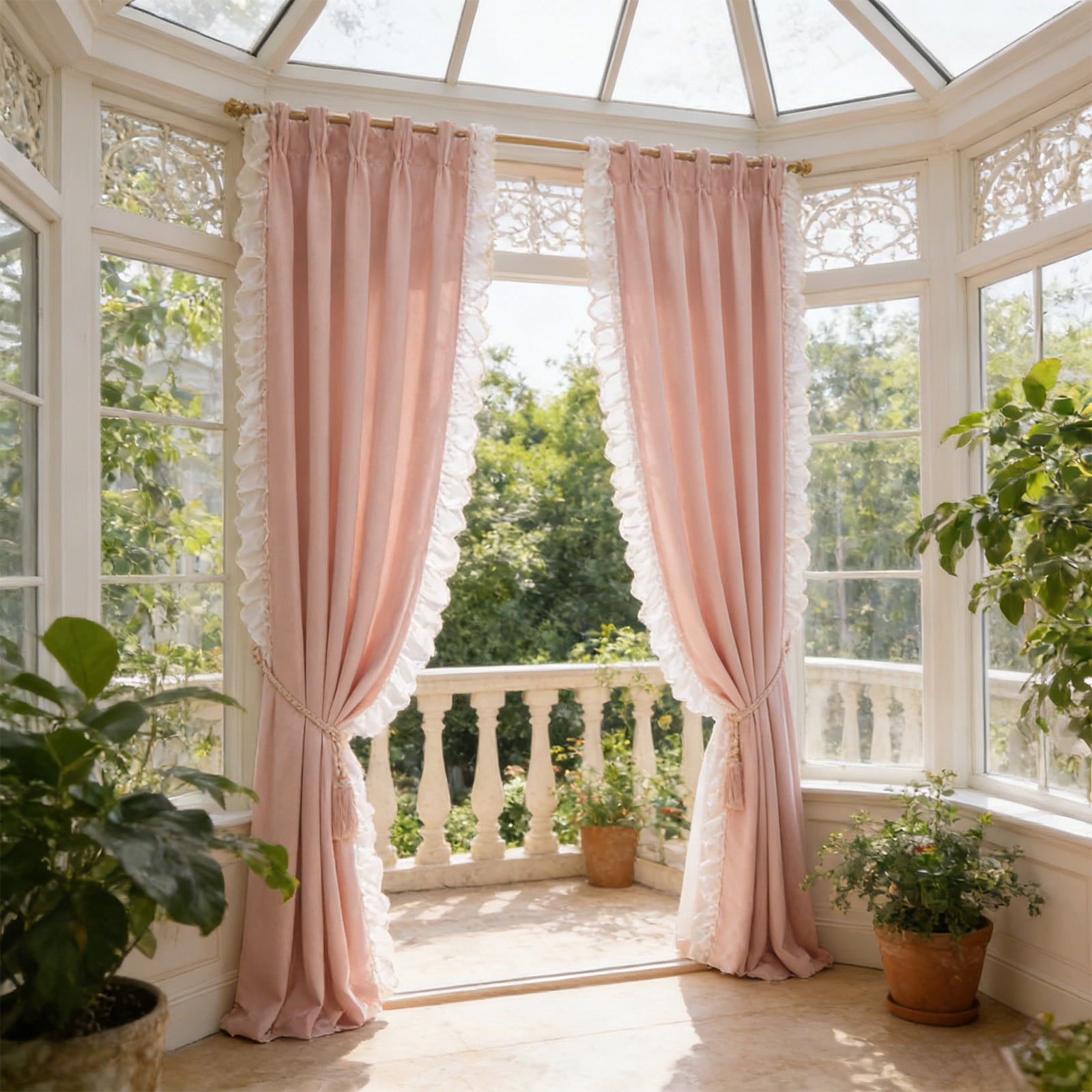 Cadancy Curtains Blackout Vintage Lace Princess-Style Window Drapes ...