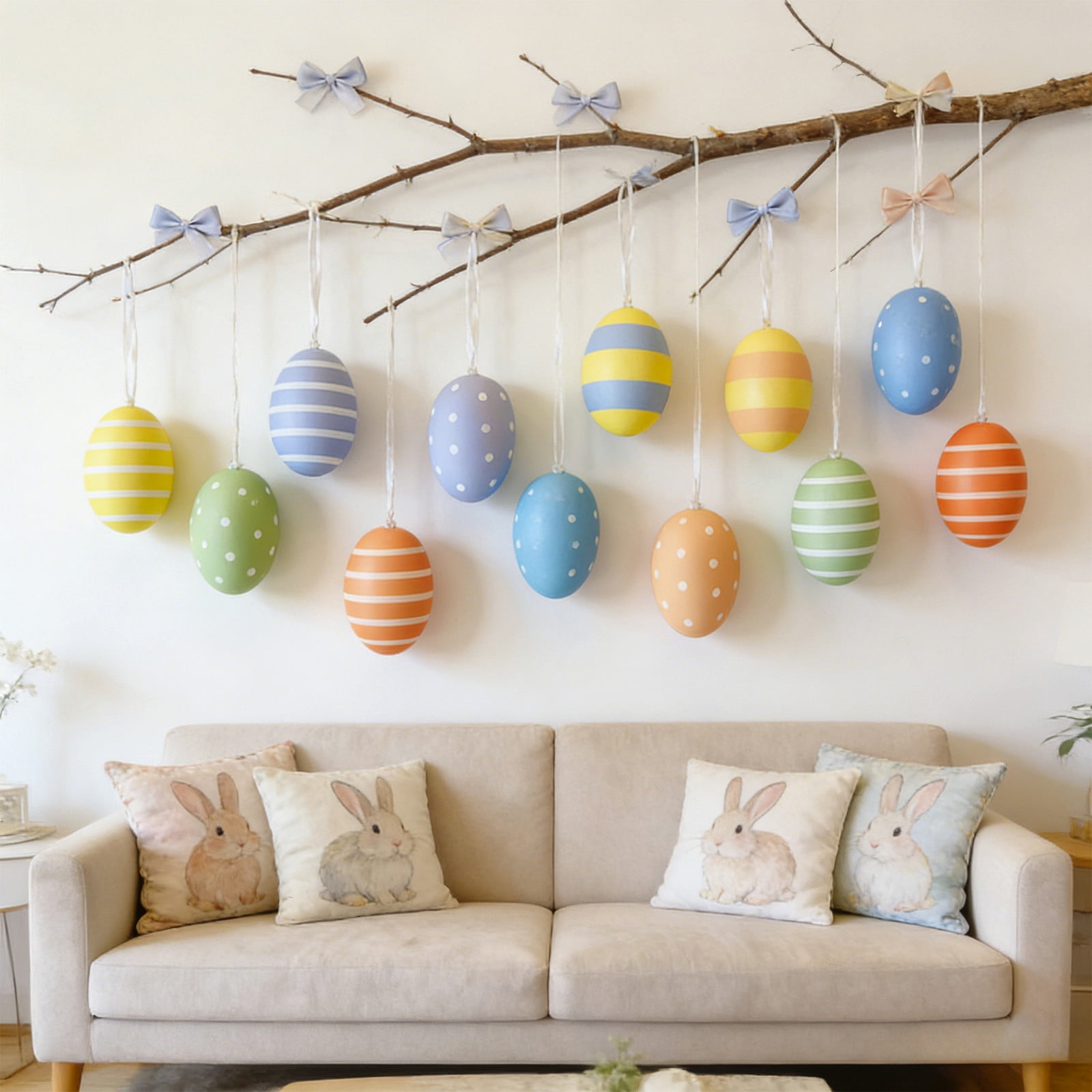 Cadancy Easter Decorations Print Eggs Garland String Hanging Ornaments ...