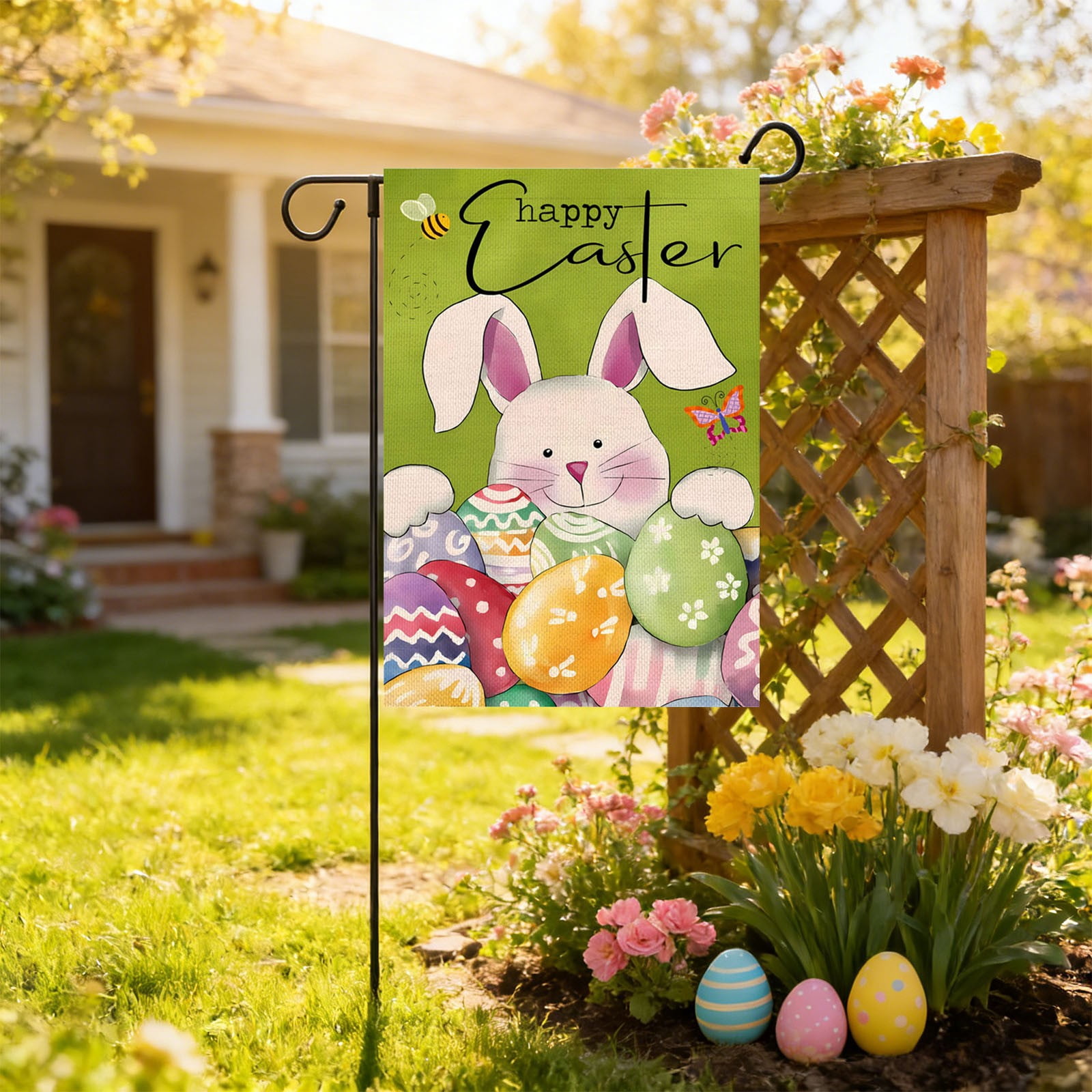 Cadancy Easter Garden Flag for Outdoor Decoration, 12x8 in Double Sided ...