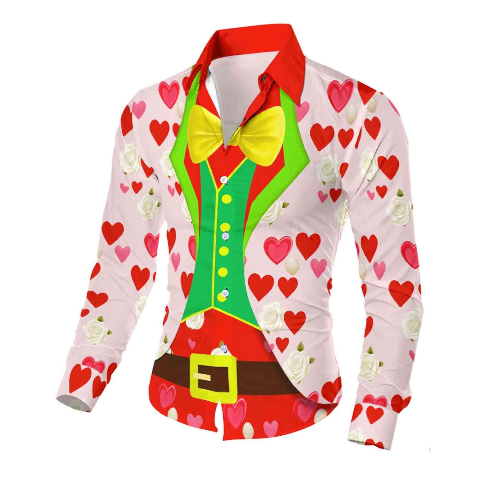Cadancy Funny Shirts for Men Long Sleeve Button Down Funny Bowtie ...