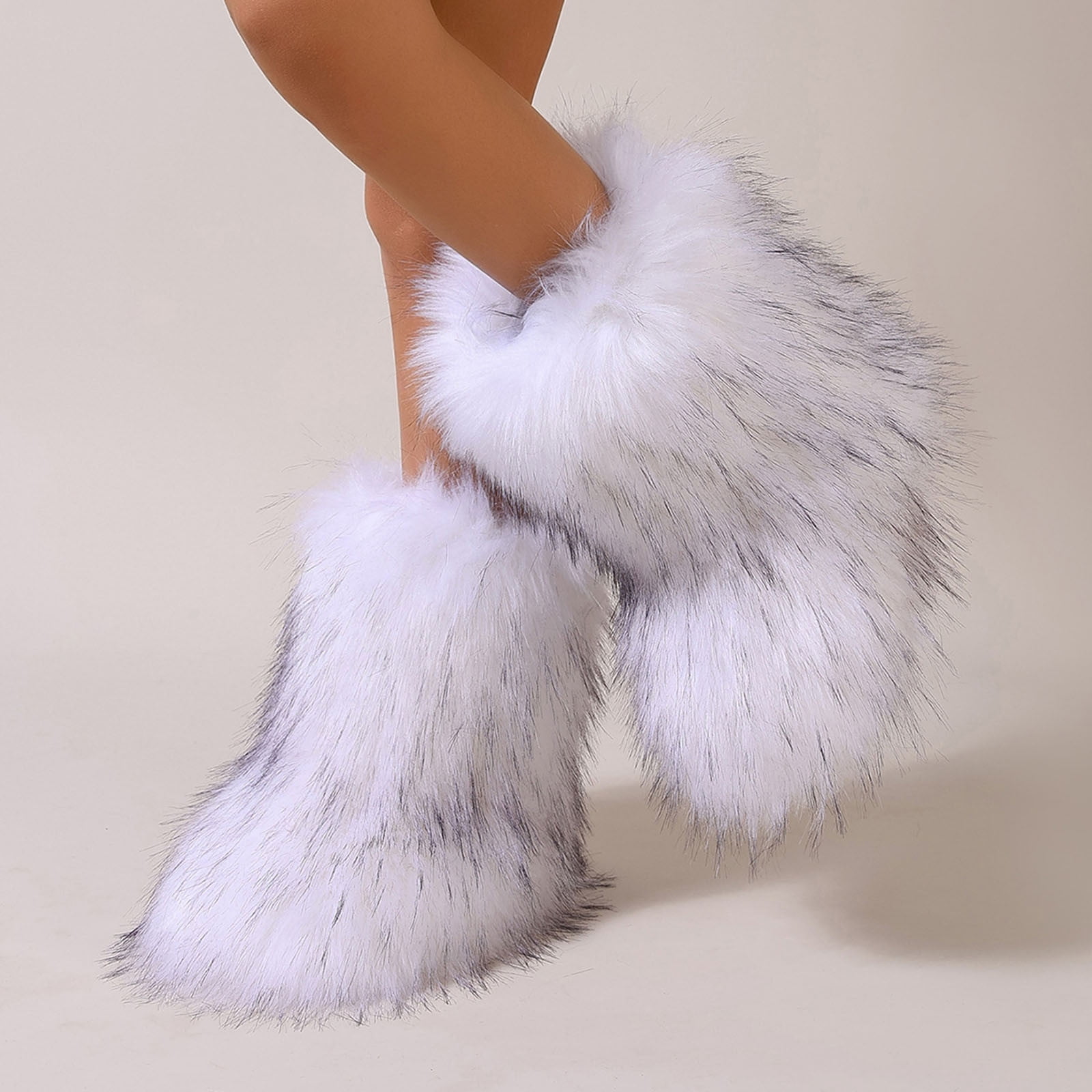 Cadancy Fuzzy Boots Womens Mid Calf Cute y2k Fashion Fluffy Furry ...