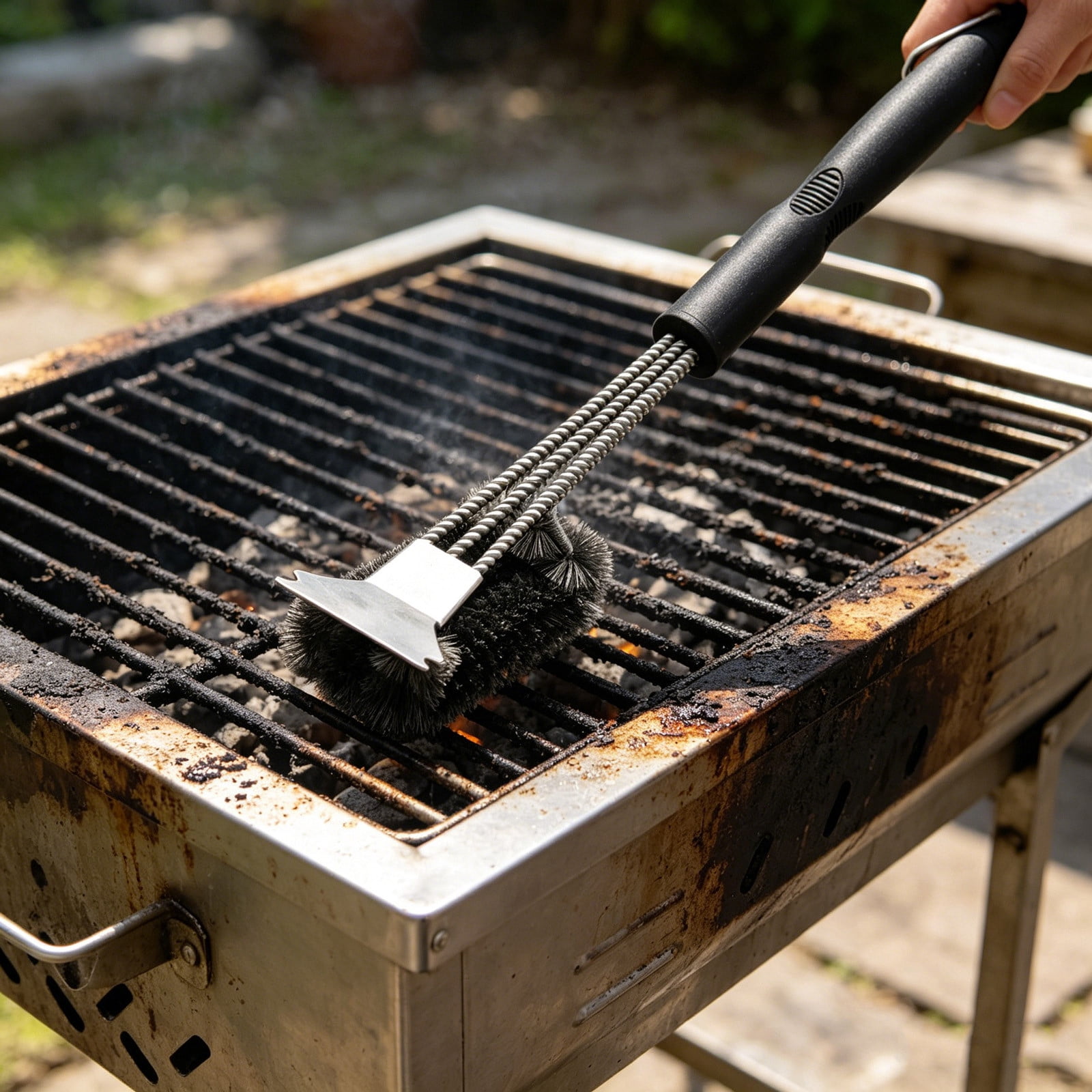 Cadancy Grill Brush and Scraper Heavy Duty BBQ Cleaner 3 in 1 Stainless ...