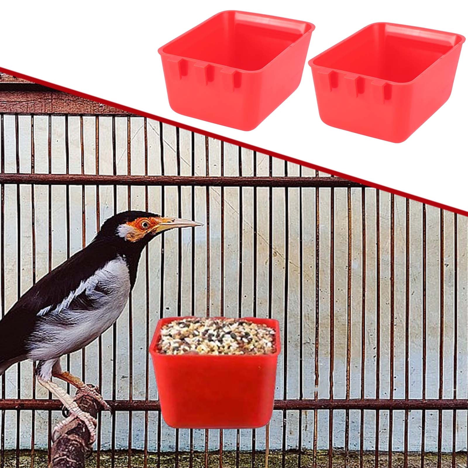 Cadancy Hanging Bird Feeder Cup 2 Pack Plastic Crate Water Bowl Cage ...