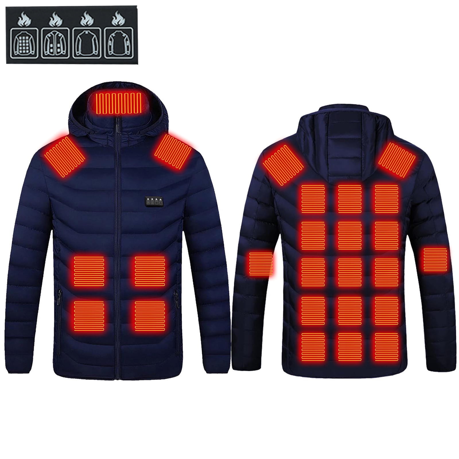 Cadancy Heated Coat for Women Men Washable USB Rechargeable 26 Heating ...