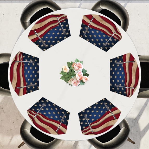 Cadancy Patriotic Flag Wedge Placemats Set of 6 Dining Table Mats Heat ...