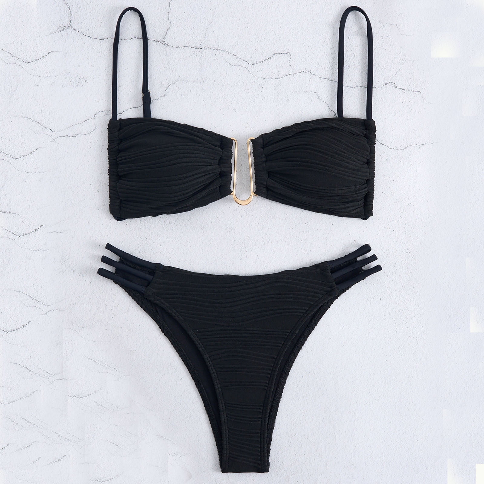 Cadancy Push Up Bikini for Women Textured Ribbed Two Piece Swimsuits ...