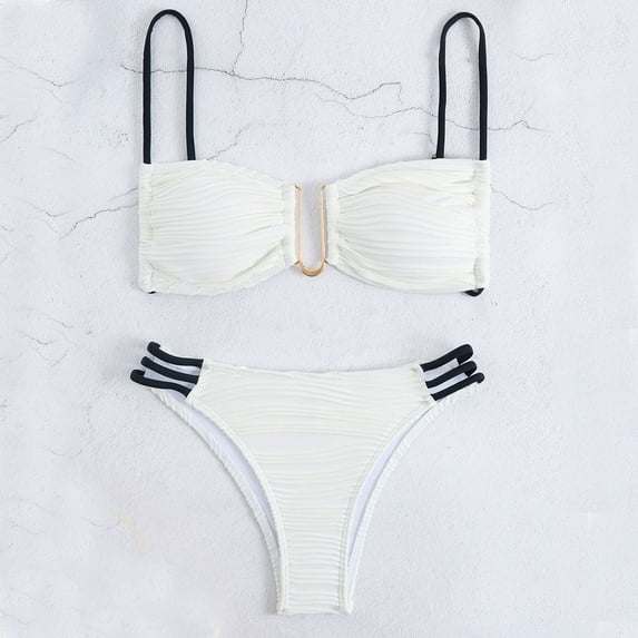Cadancy Push Up Bikini for Women Textured Ribbed Two Piece Swimsuits ...