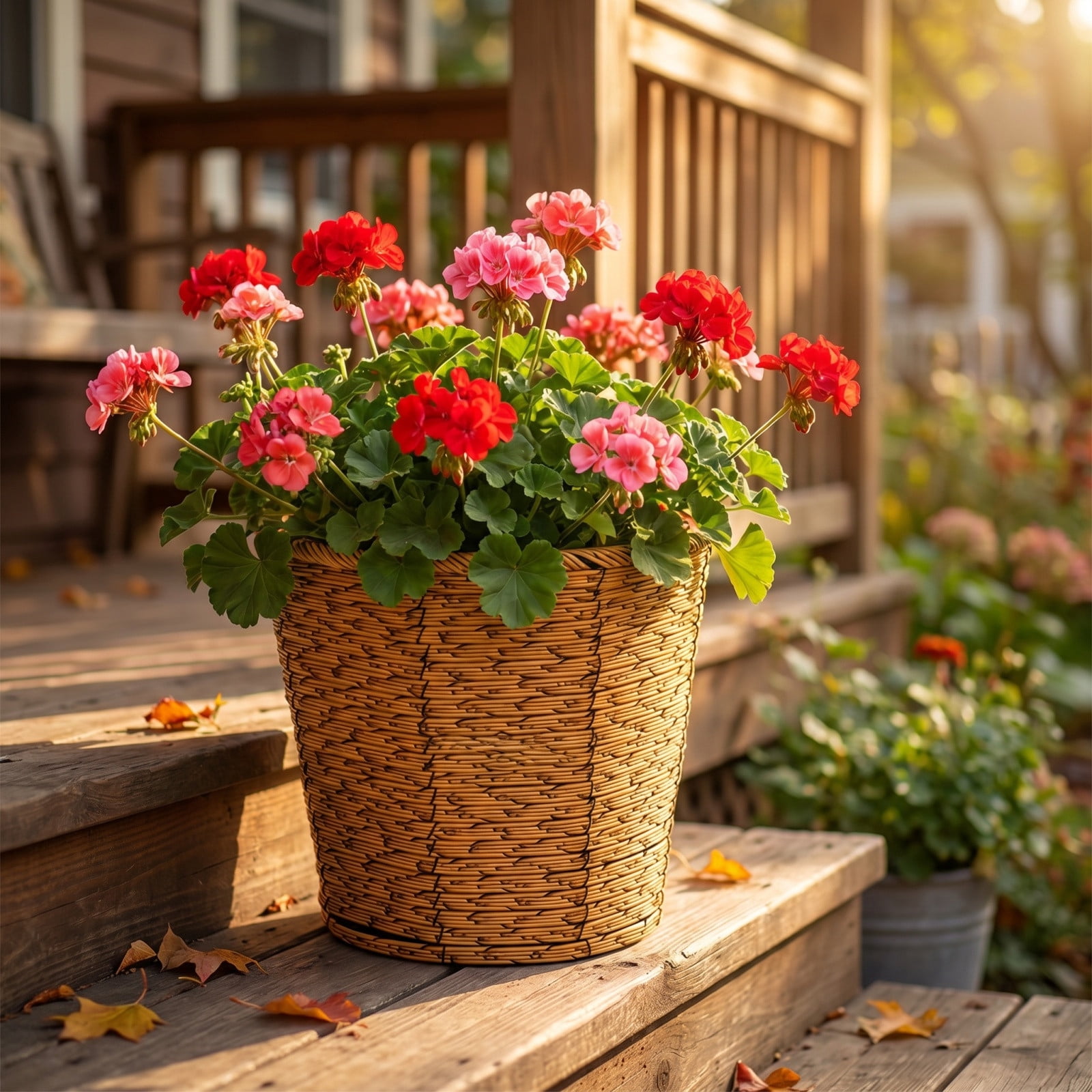 Cadancy Rattan Planter Tall Floor Pot Outdoor Container Wicker Weave ...