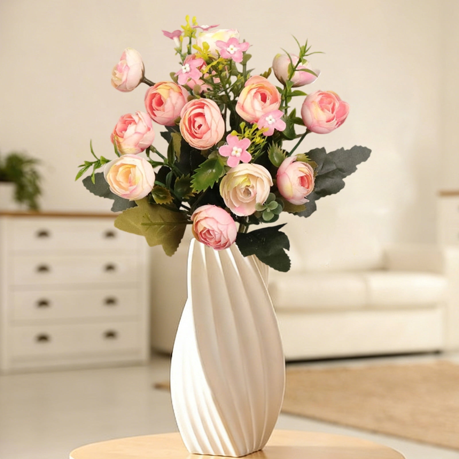Cadancy Silk Roses Artificial Flowers Bunch, Small Rose Buds with ...