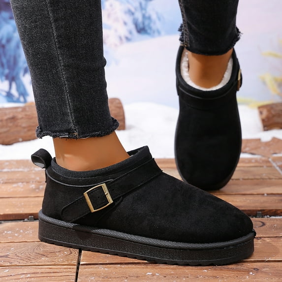 Cadancy Snow Boots Women Waterproof Suede Thick Toe Fleece Furry Lining ...