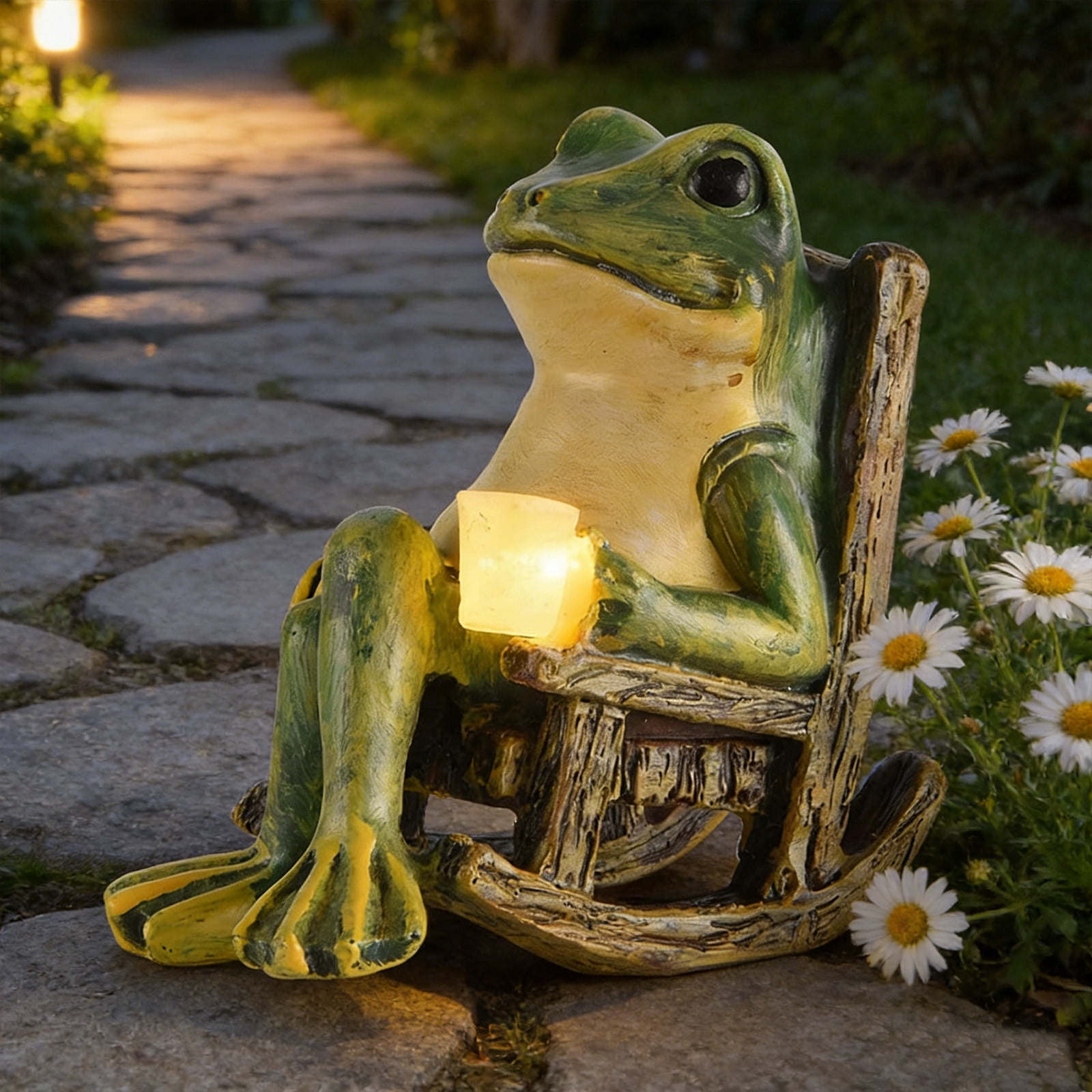 Cadancy Solar Frog Night Light Creative Garden Statue Outdoor Resin ...