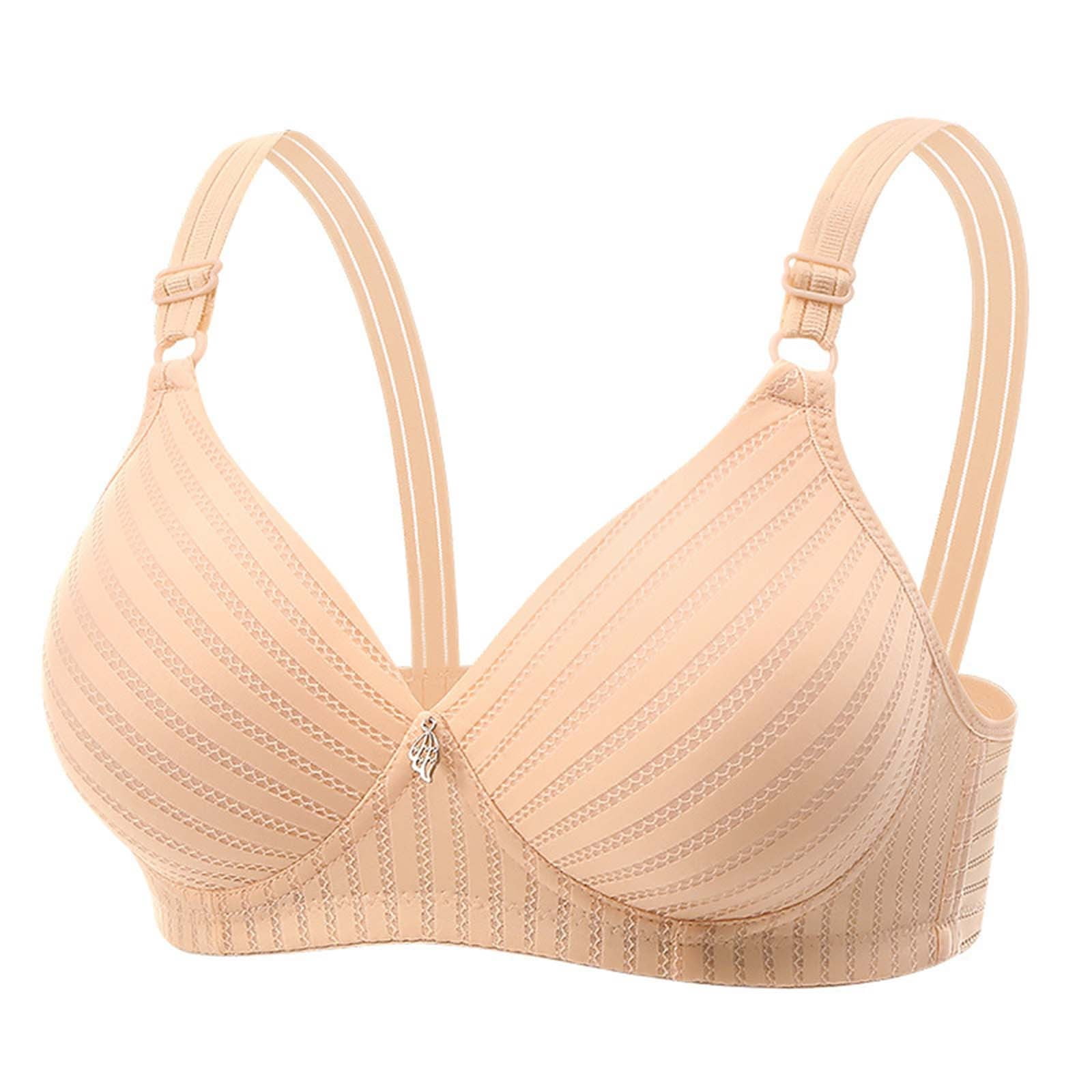 Cadancy Striped Wireless T-Shirt Bra Adjustable Strap Full Coverage Bralette -Comfort Seamless ...
