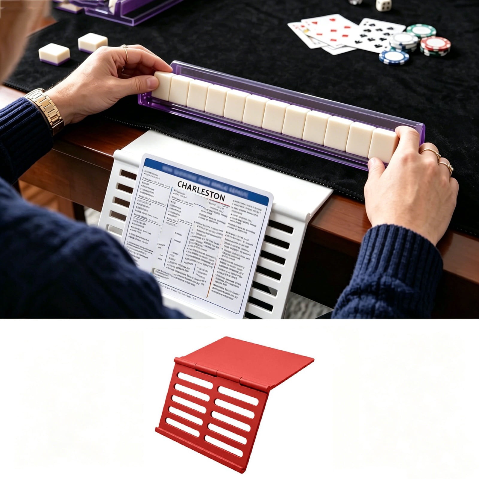 Cadancy Tabletop Playing Card Holder Desktop Mahjong Tile Rack Plastic ...