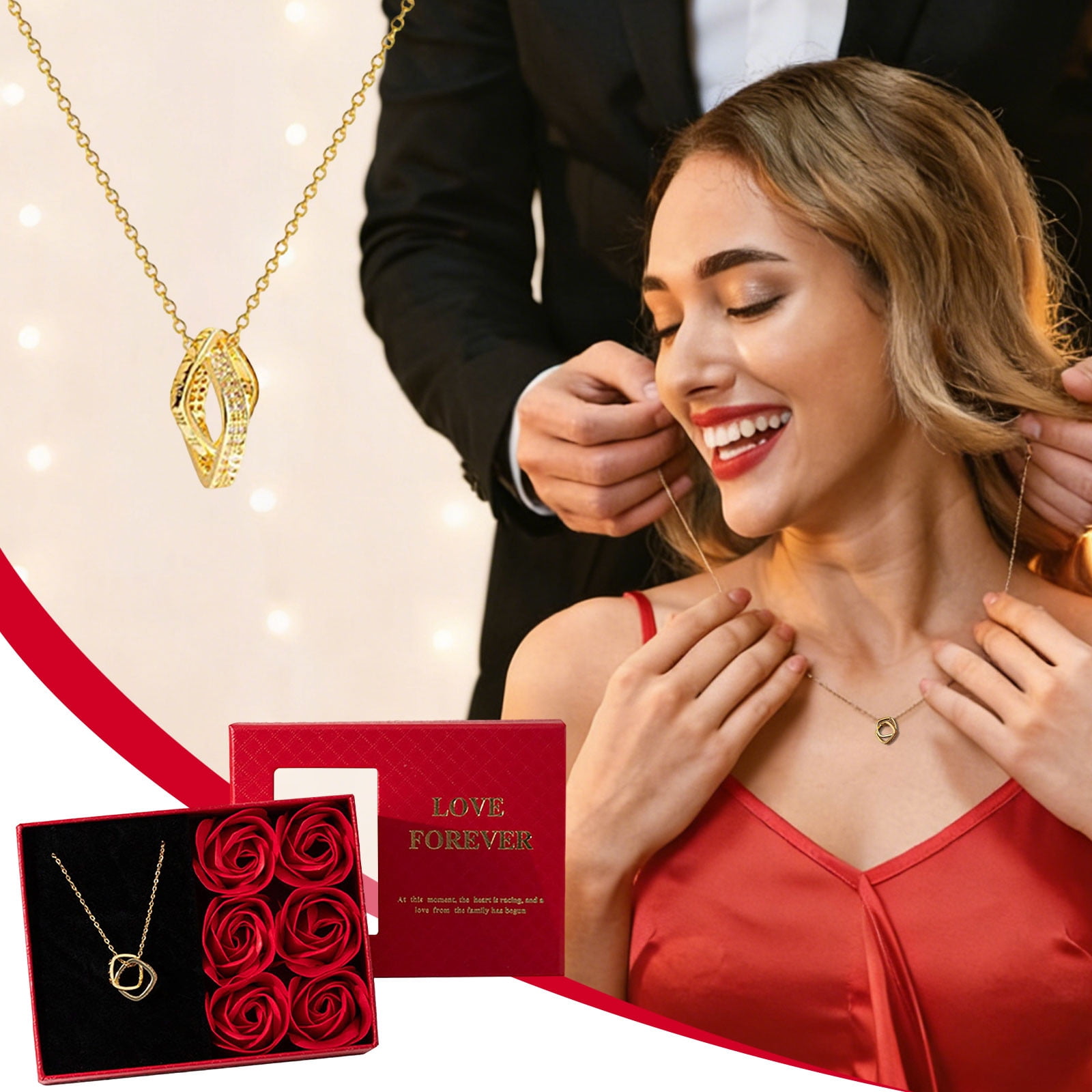 Cadancy Valentines Day Rose Gift Box Jewelry Necklace Packaging Elegant ...